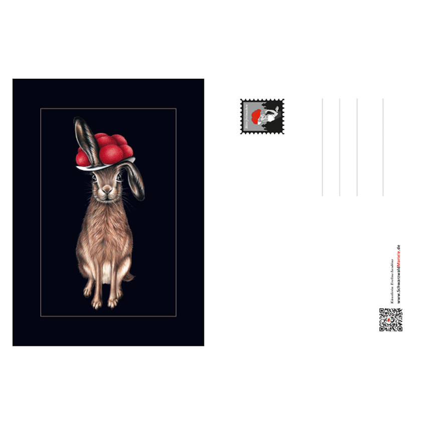 Postkarte Bollenhut Hase - Schwarzwaldmariele Postkarte Bollenhut Hase - Schwarzwaldmariele
