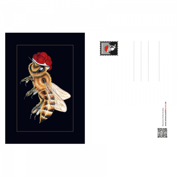 Postkarte Bollenhut Biene - Schwarzwaldmariele Postkarte Bollenhut Biene - Schwarzwaldmariele